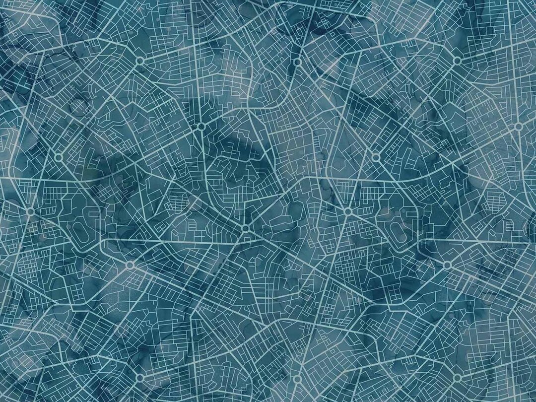 City Harbor-road Map-medium Blue-dp27580-44-northcott Fabrics-samra ...