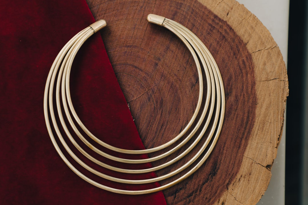 Multi-row Brass Choker Necklace | Tribal Layered Wire Jewelry - Etsy