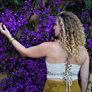 Jute Short Top, Adjustable Open Back With Strings, Natural Fabric Boho ...