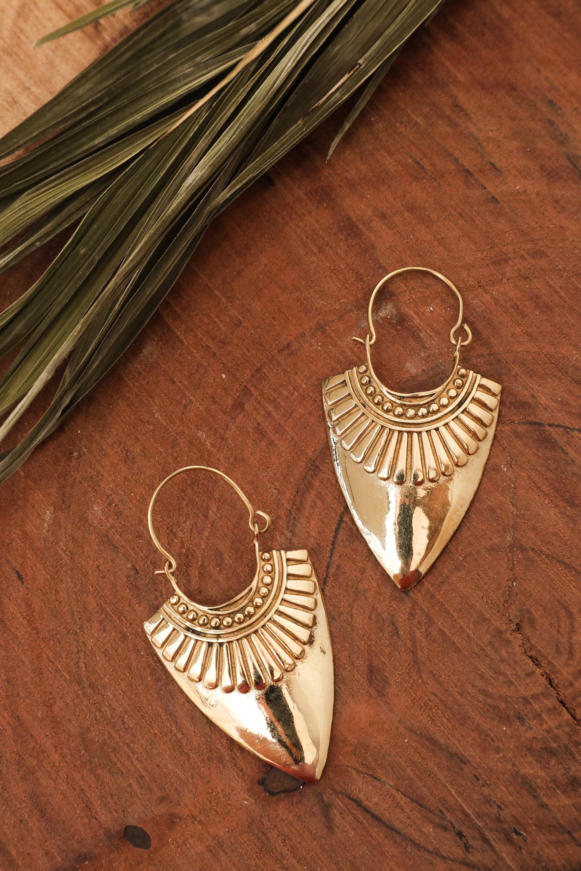 Shield Earrings Hoop Earrings Boho Earrings Tribal | Etsy