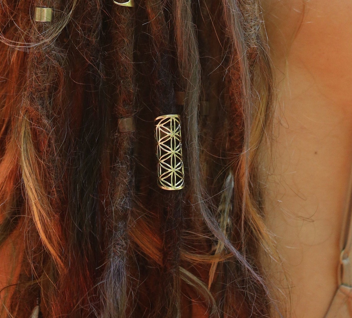 Brass Dreadlock Cuff Sacred Geometry flower of life design | Etsy