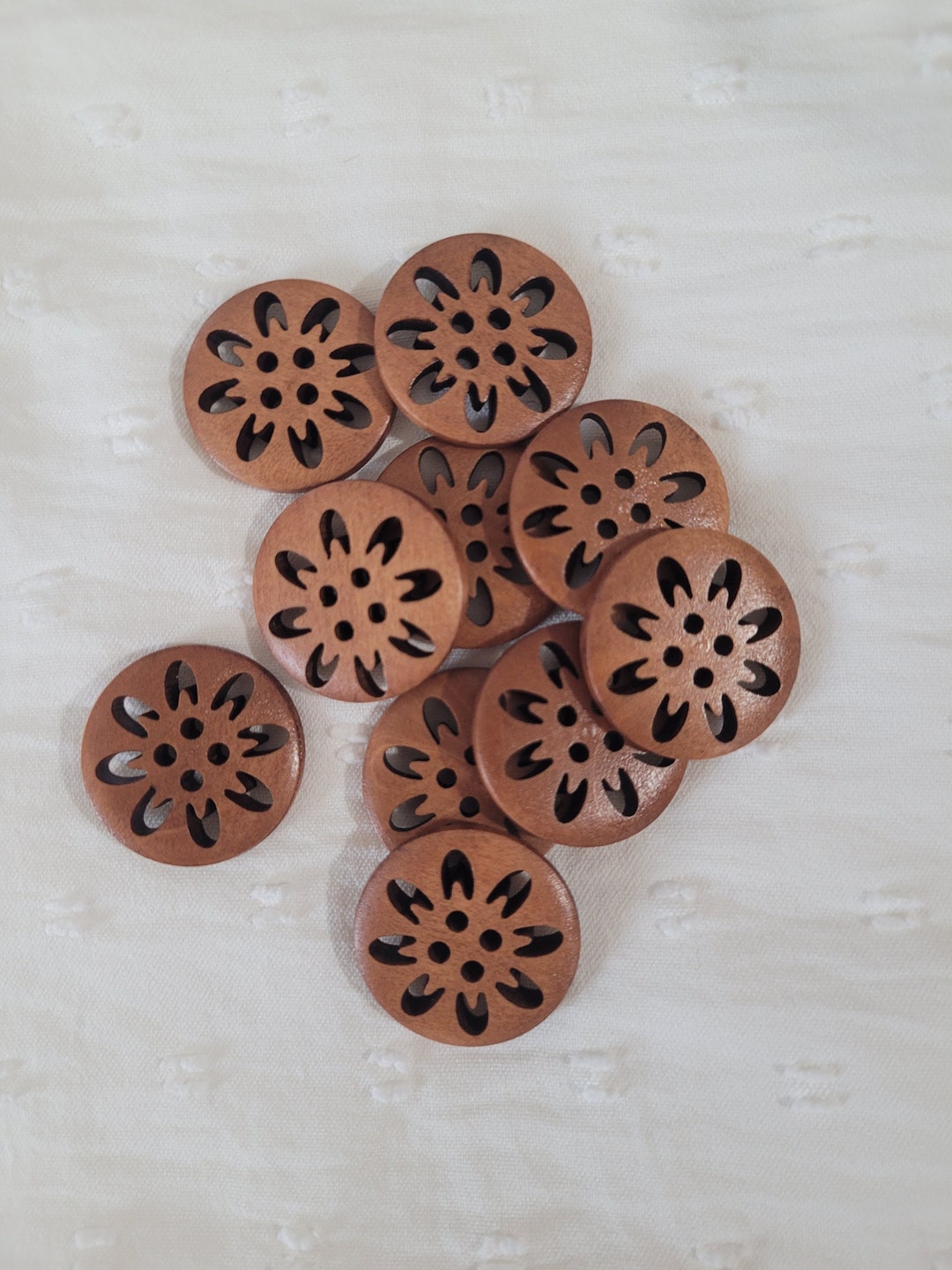 Wooden Buttons Flower Design - Etsy