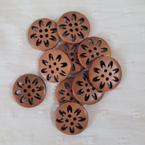 Wooden Buttons Flower Design - Etsy
