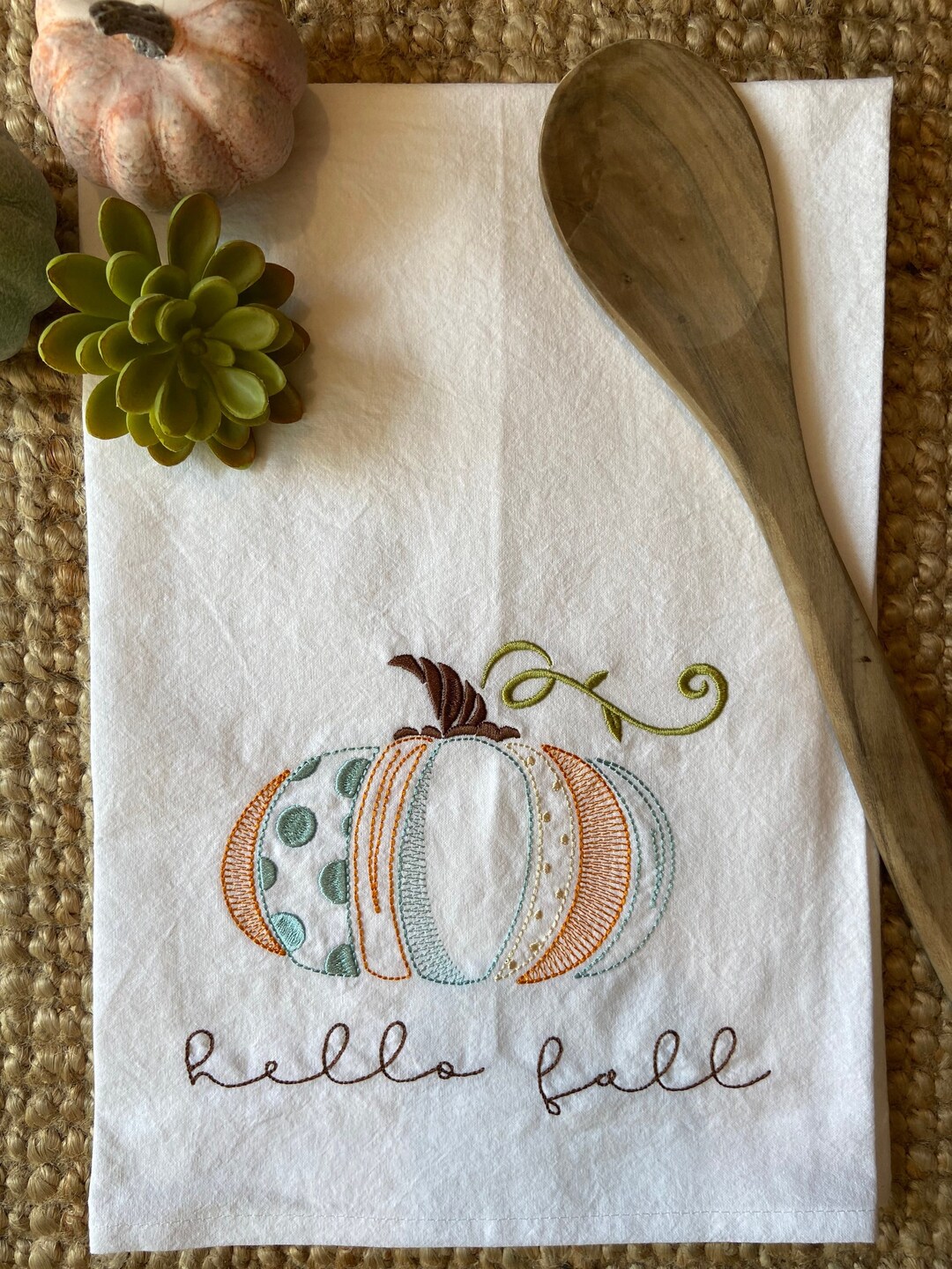 Pumpkin Tea Towel, Fall Tea Towel, Pumpkin Flour Sack Tea Towel, Hello ...