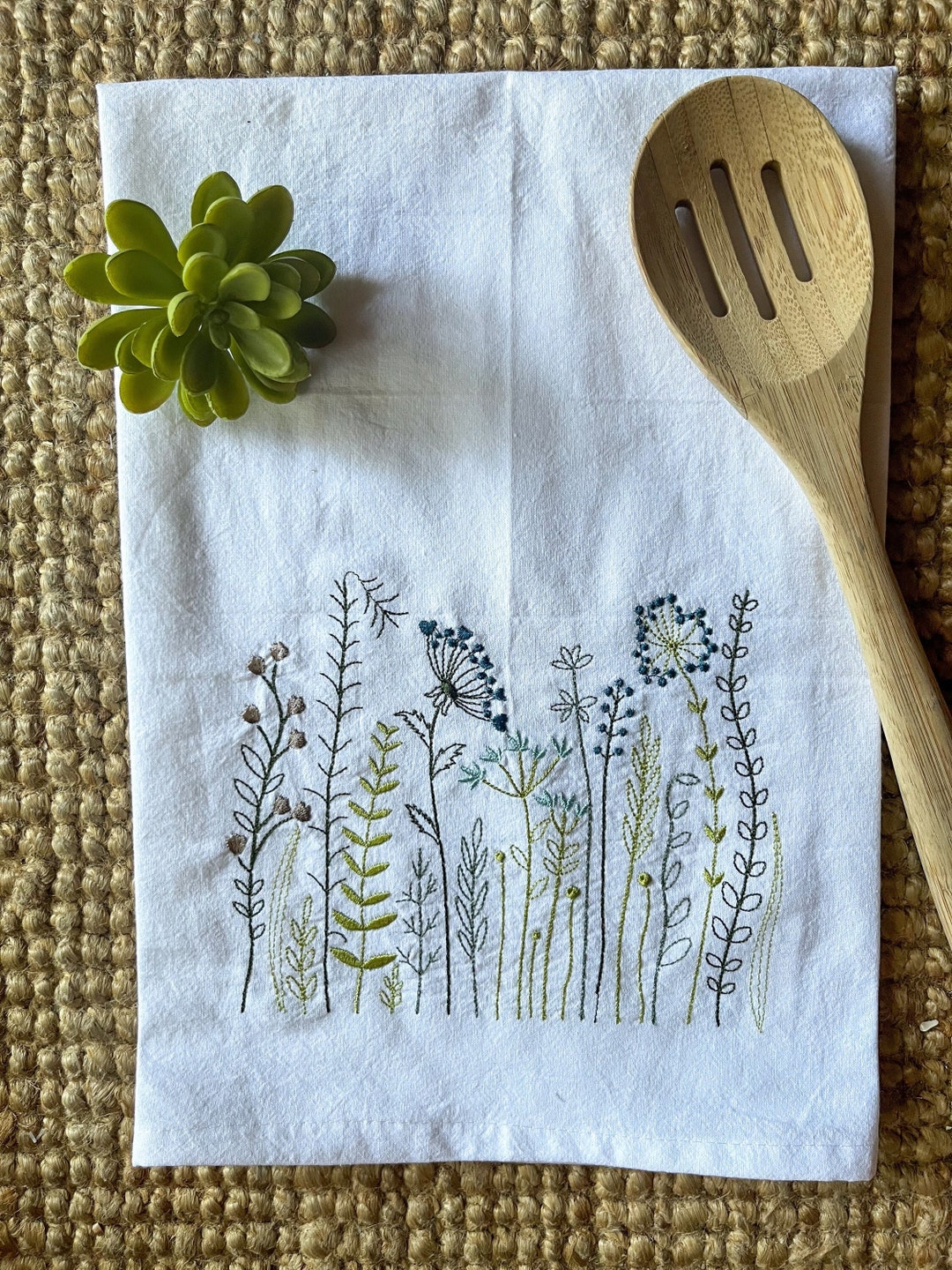 Wildflowers Tea Towel, Blue/grey Flower Tea Towel, Spring Tea Towel ...