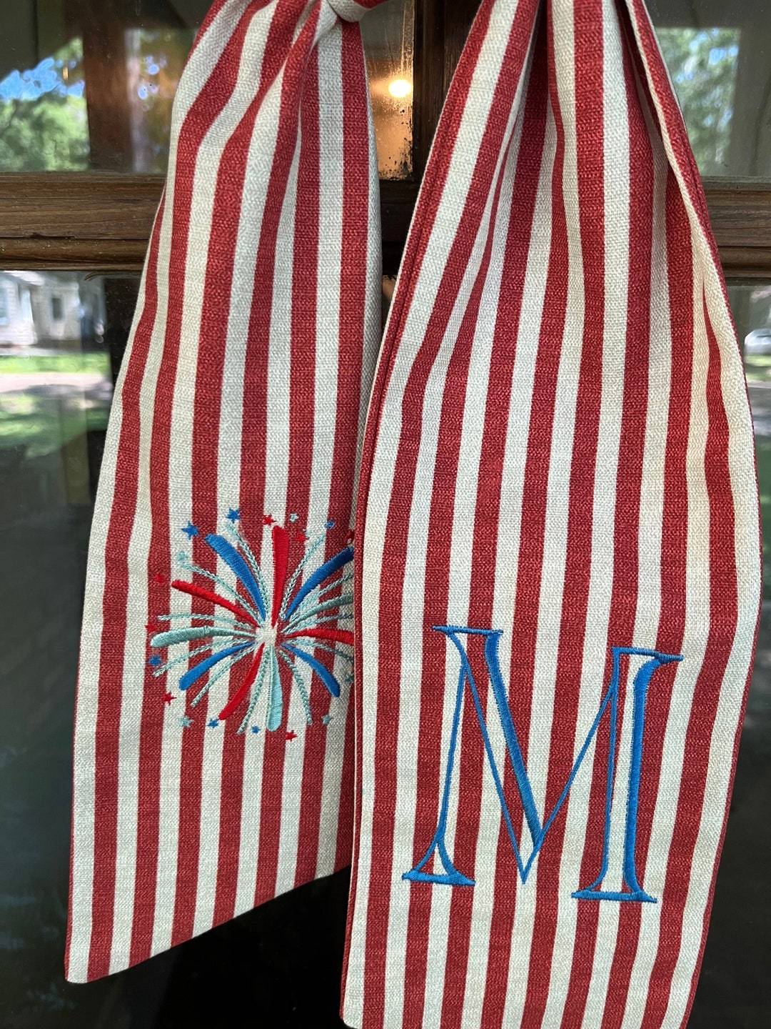 Patriotic Wreath Sash, July 4th Wreath Sash, Monogrammed Wreath Sash ...