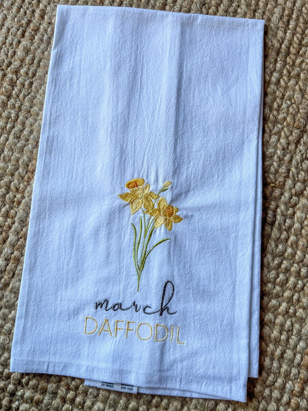 Birthday Month Flower Tea Towel, March Flower Kitchen Towel, Daffodil ...