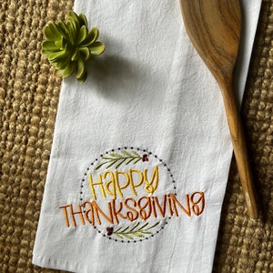 Thanksgiving Tea Towel, Happy Thanksgiving Dish Towel, Thanksgiving ...