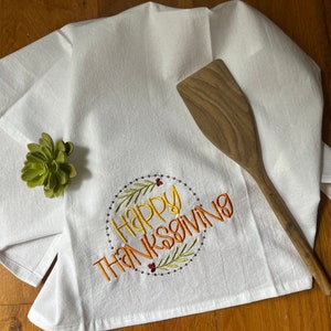 Thanksgiving Tea Towel, Happy Thanksgiving Dish Towel, Thanksgiving ...