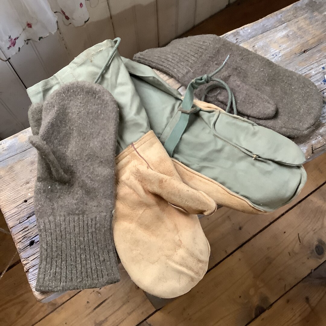 Set of US Vintage, Military Trigger Finger Mittens With Wool Inserts ...
