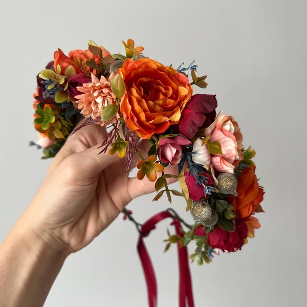 Orange Flower Crown - Etsy