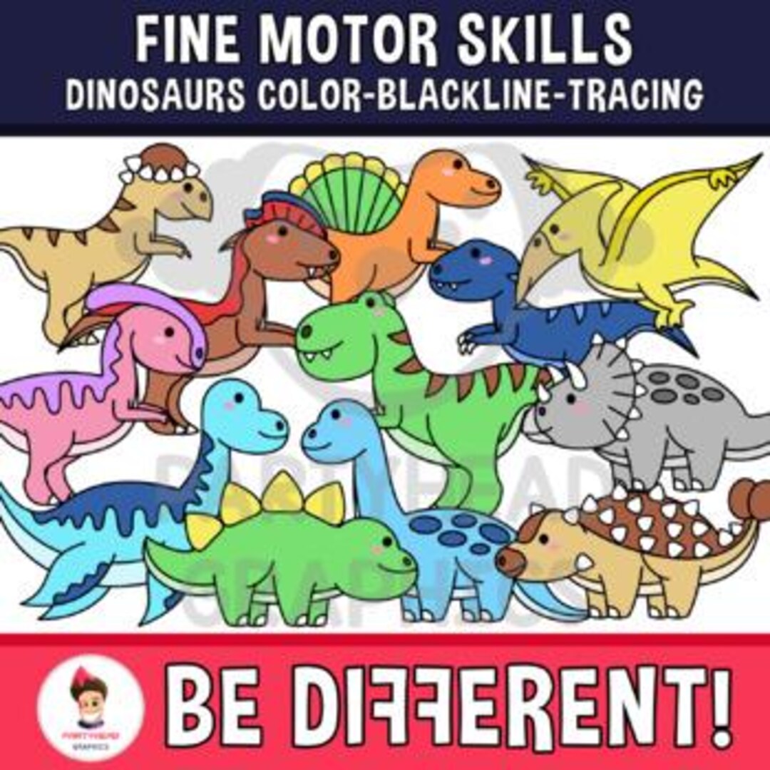 Dinosaurs Clipart Fine Motor Skills Color Blackline Tracing Prehistory ...
