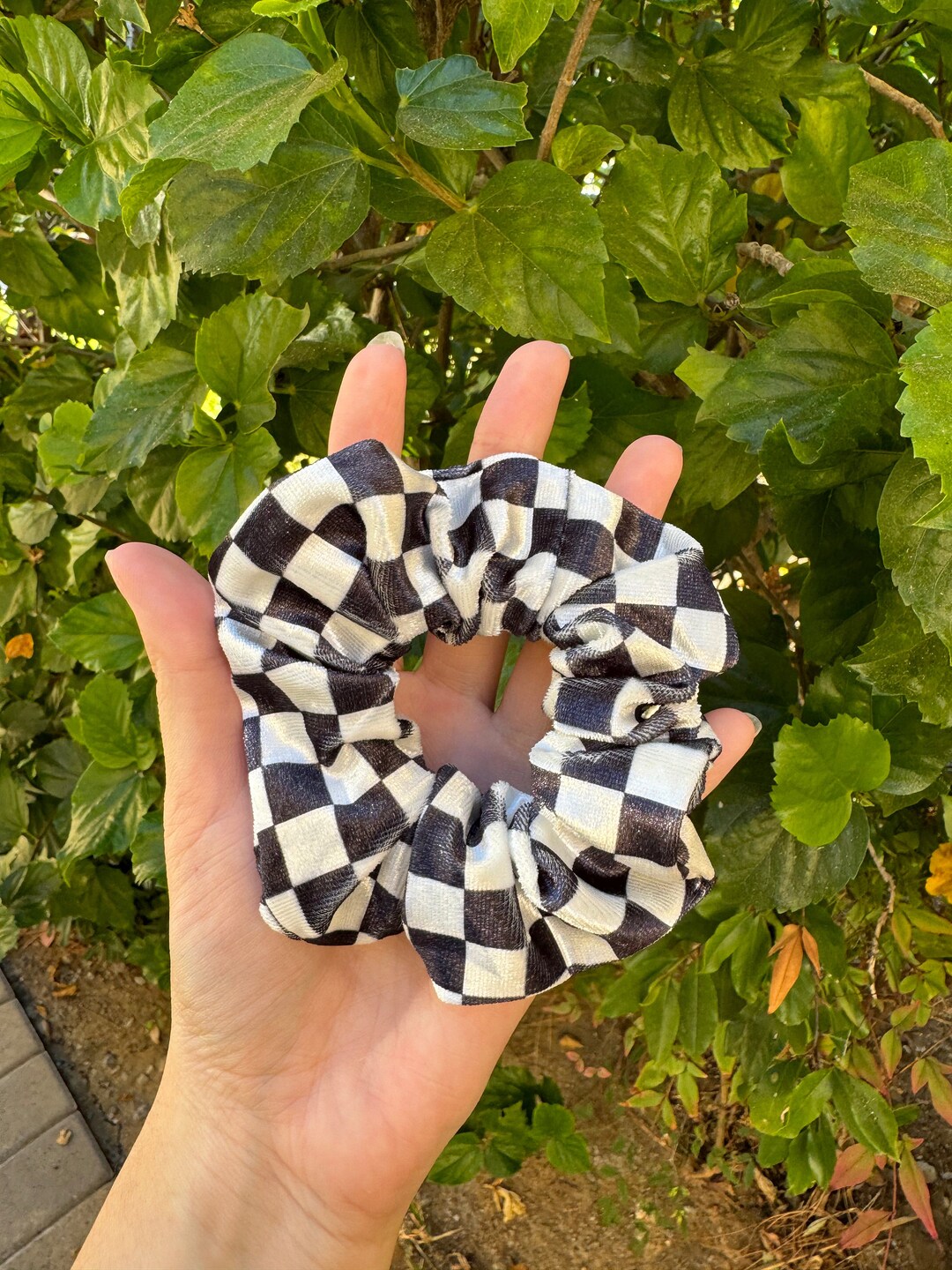 Black and White Checkered Print Scrunchie - Etsy