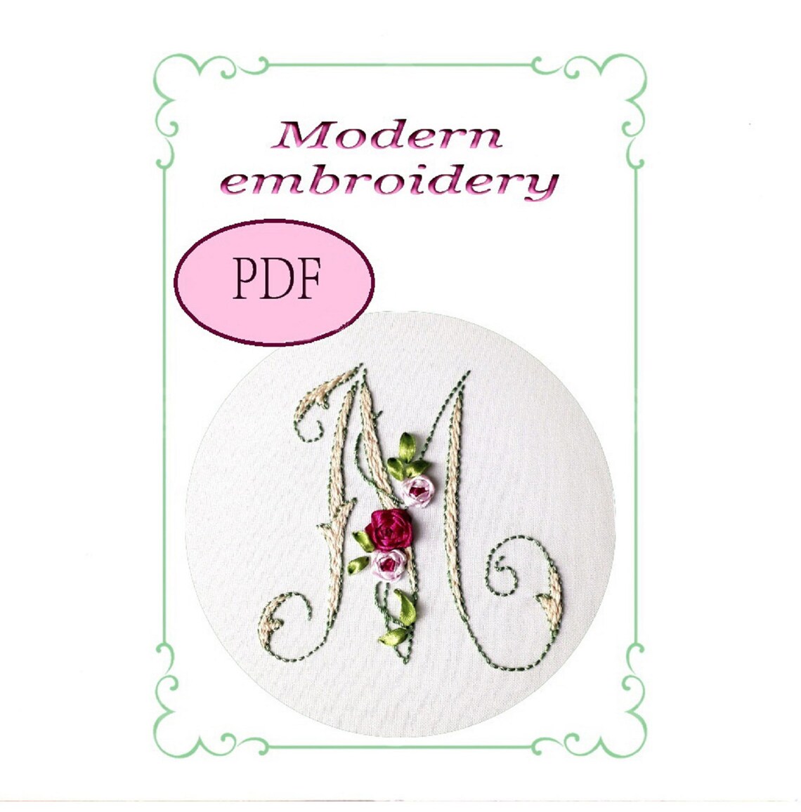 Hand Embroidery Alphabet DIY Floral Letter M Pattern Pdf | Etsy