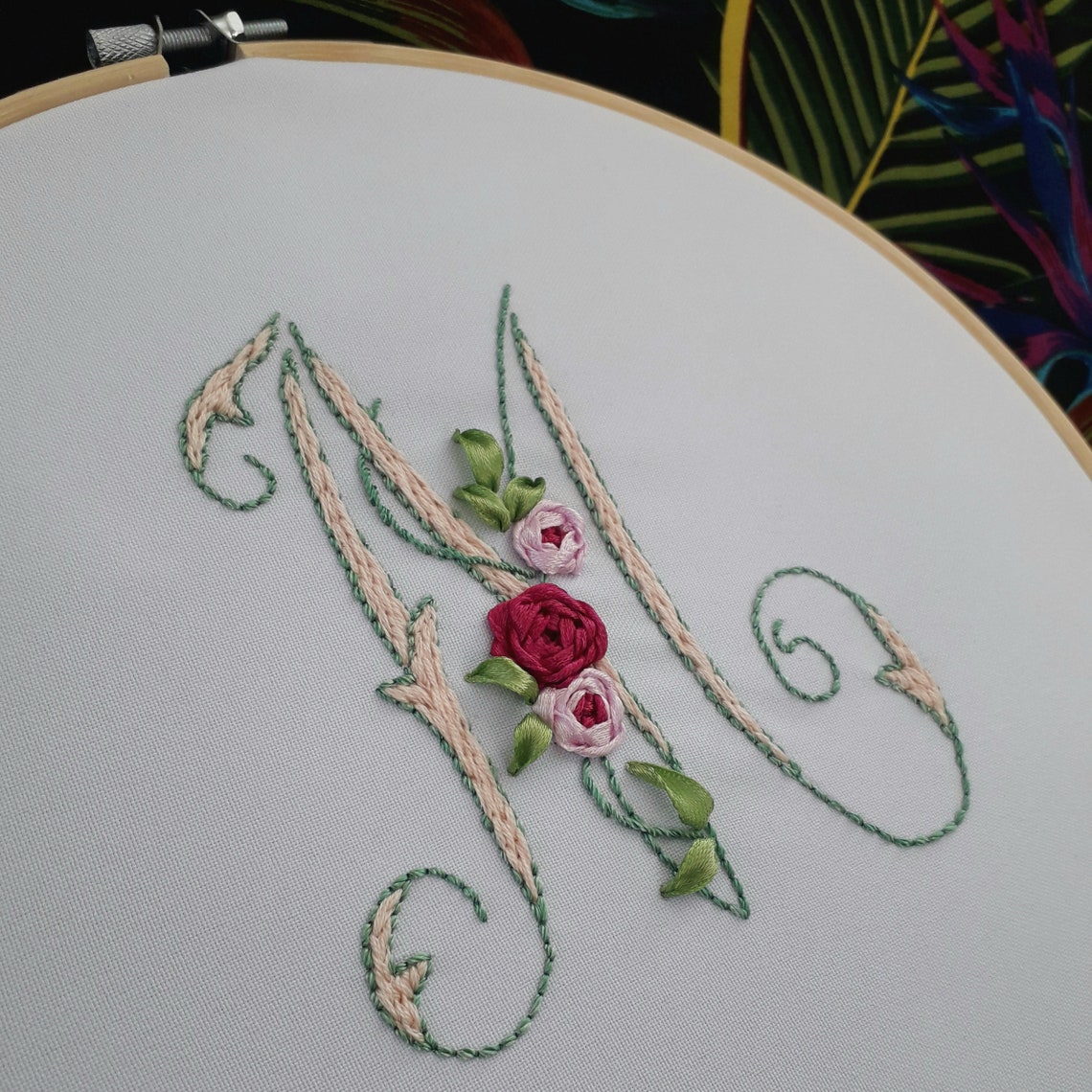 Hand Embroidery Alphabet DIY Floral Letter M Pattern Pdf | Etsy