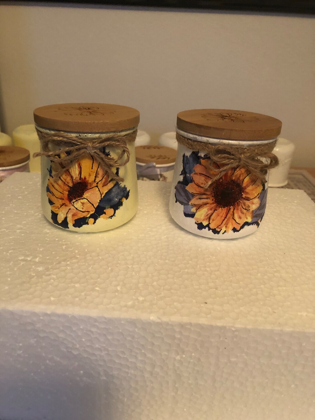 Sunflower Jars by Michele Volpe Decoupaged Oui Jars With Lids and Decorations - Etsy