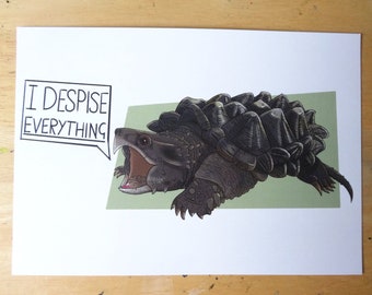 INSTANT DOWNLOAD Alligator Snapping Turtle Reptile Poster Print Turtle ...