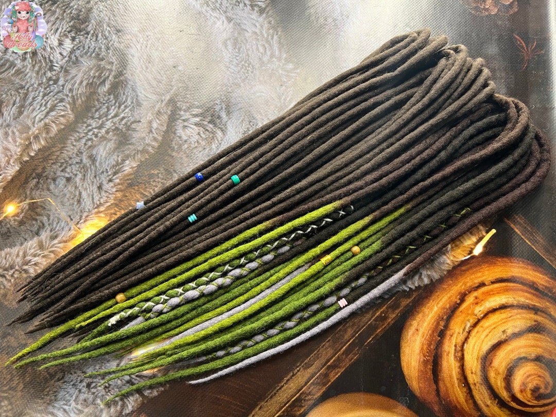 Wool Dreadlocks Brown Solid + Ombre Brown on Khaki, Ombre Brown on ...