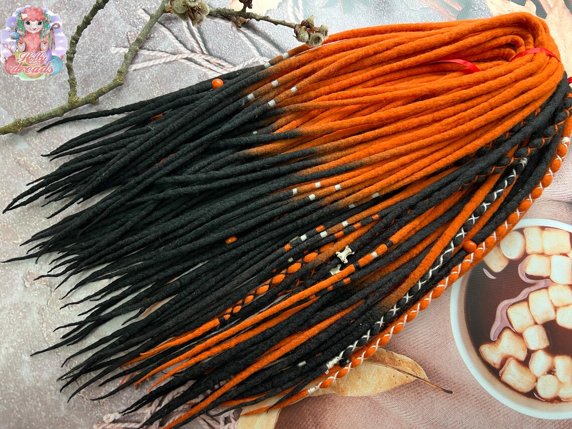 Wool Double Ended Single Ended Dreadlocks Fox Ombre Orange on - Etsy