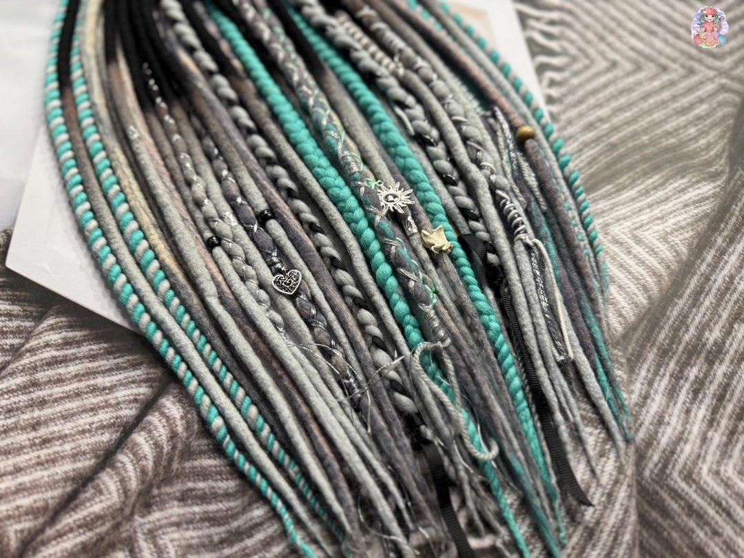 Wool Dreadlocks Ombre Black, Shades of Gray, Mint, Silver, Coin, Fossil ...