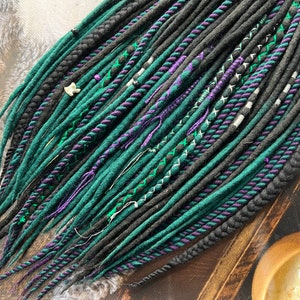 Wool Dreadlocks + Braids Black-dark Emerald Green Ombre Black With a ...