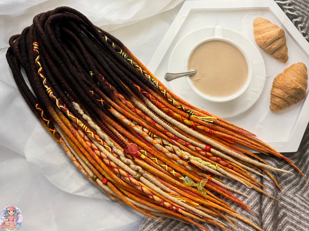 Wool Dreadlocks Hand Blend Blond, Yellow, Pink, Orange, Sand, Mustard ...