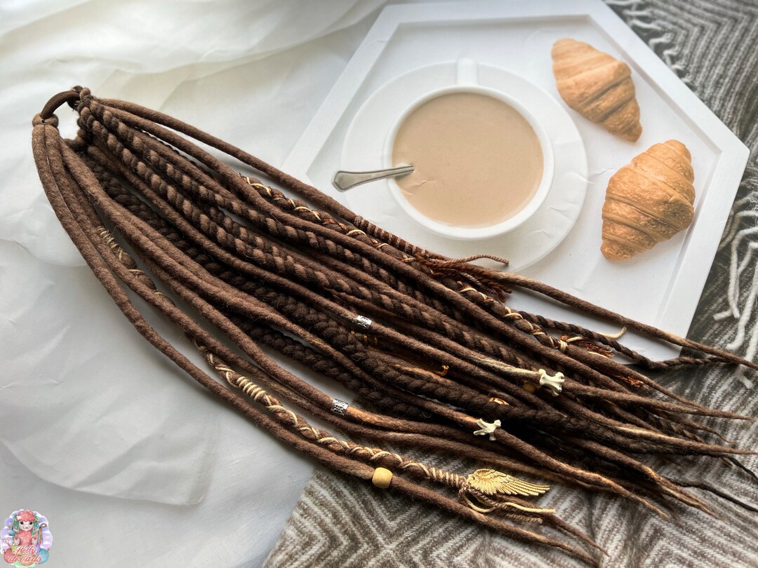Elastic Band With Wool Dreadlocks Brown Irish Cream Blond Cream Sand ...