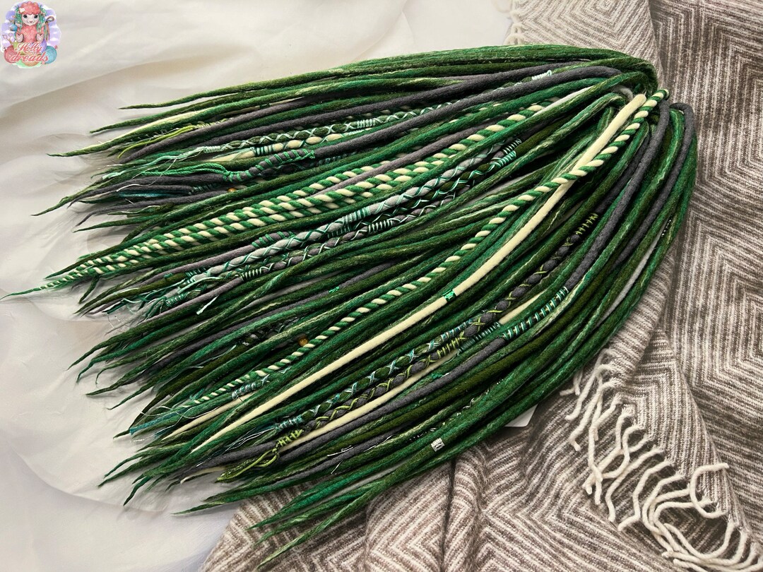Wool Dreadlocks + Twists Hand Made Blend Forest Green Olive Khaki Blond ...