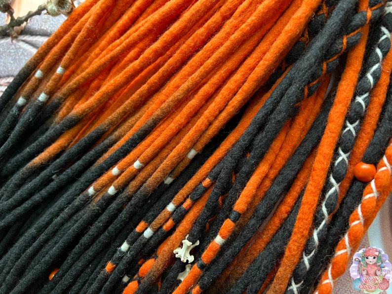 Wool Double Ended Single Ended Dreadlocks Fox Ombre Orange on - Etsy