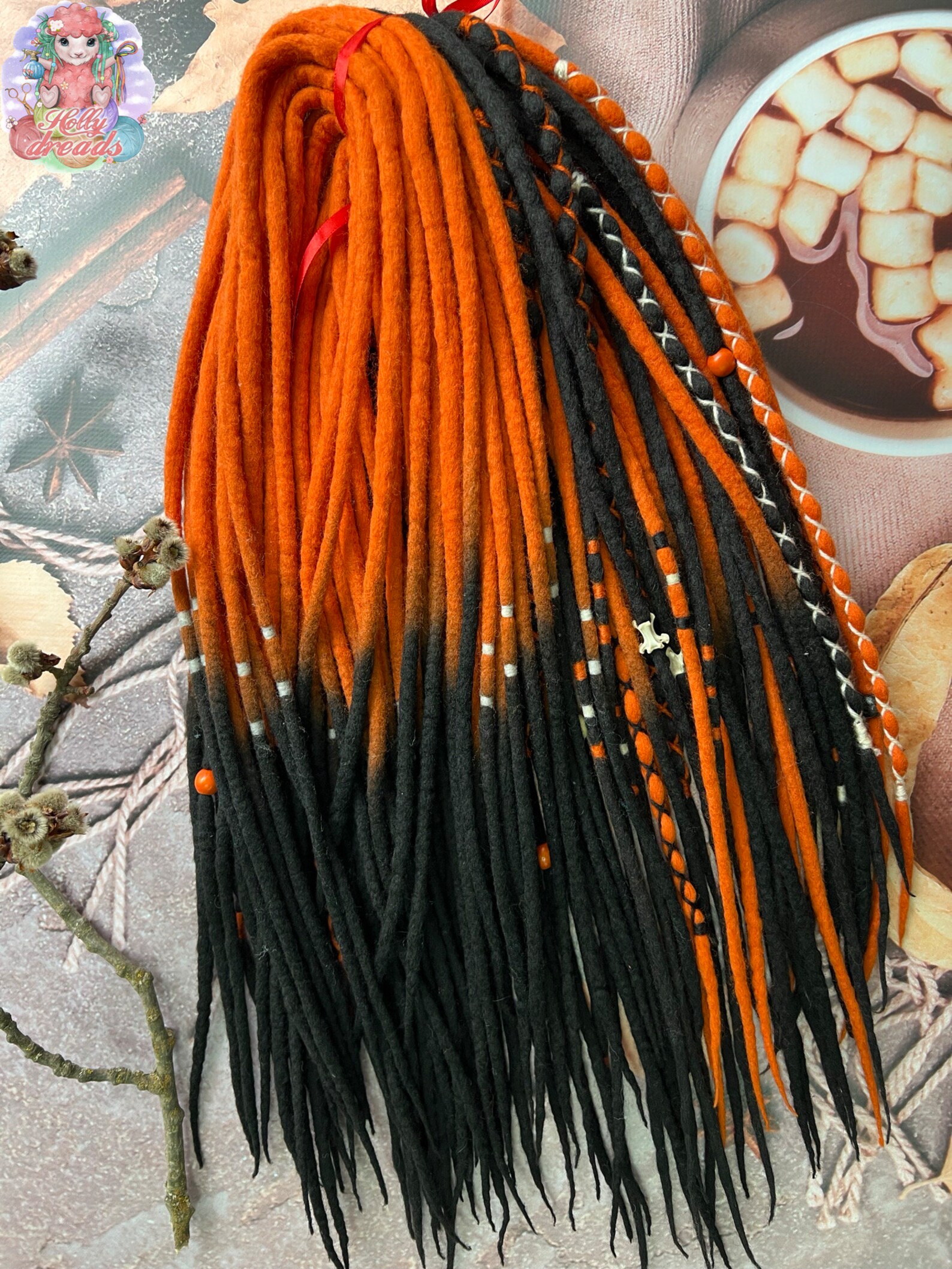 Wool Double Ended Single Ended Dreadlocks Fox Ombre Orange on - Etsy