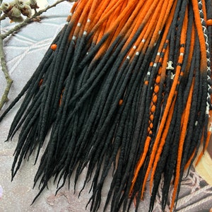 Wool Double Ended Single Ended Dreadlocks Fox Ombre Orange on Black ...