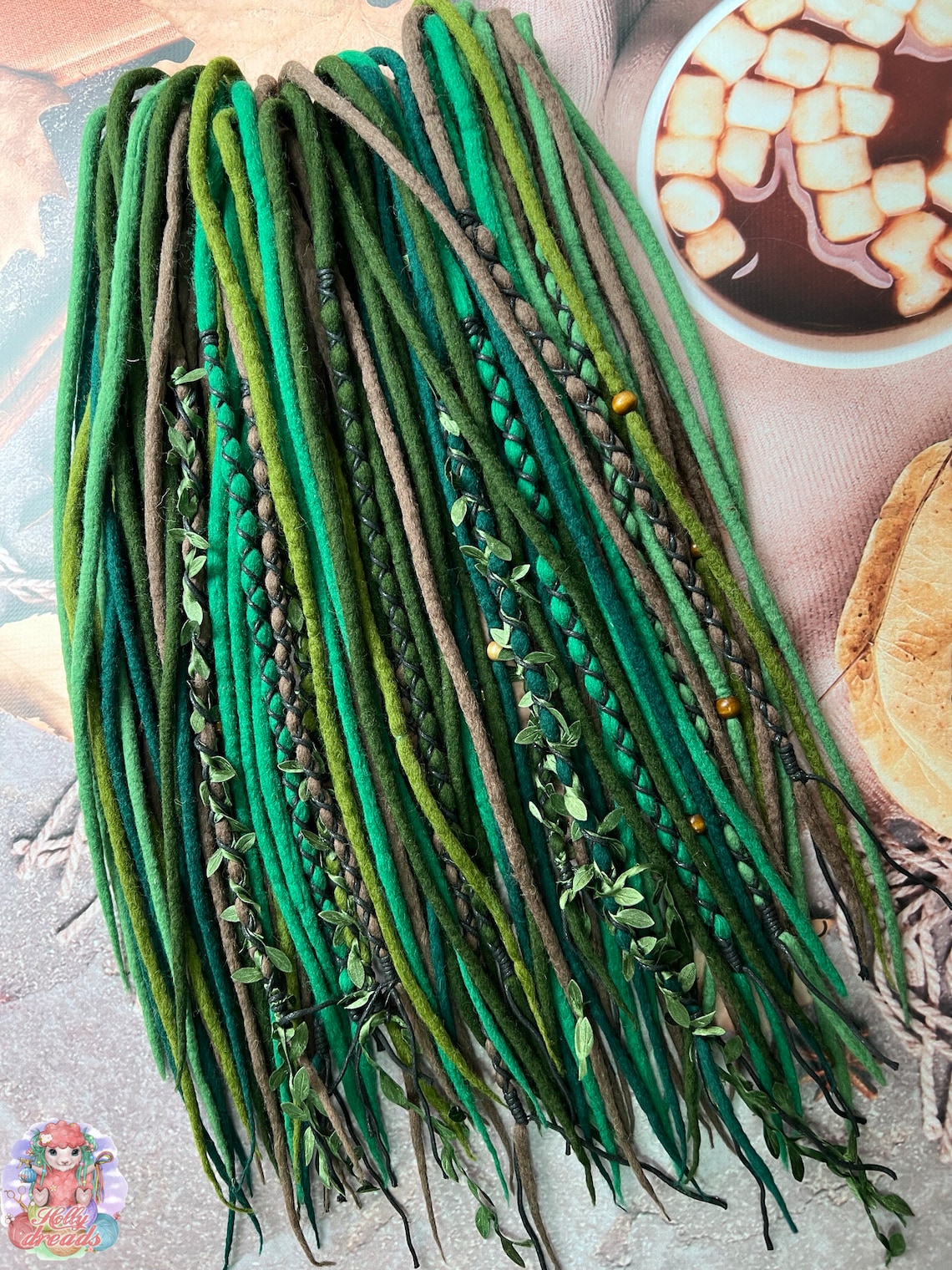 Wool Double Ended Single Ended Dreadlocks Mix of Green Shades - Etsy