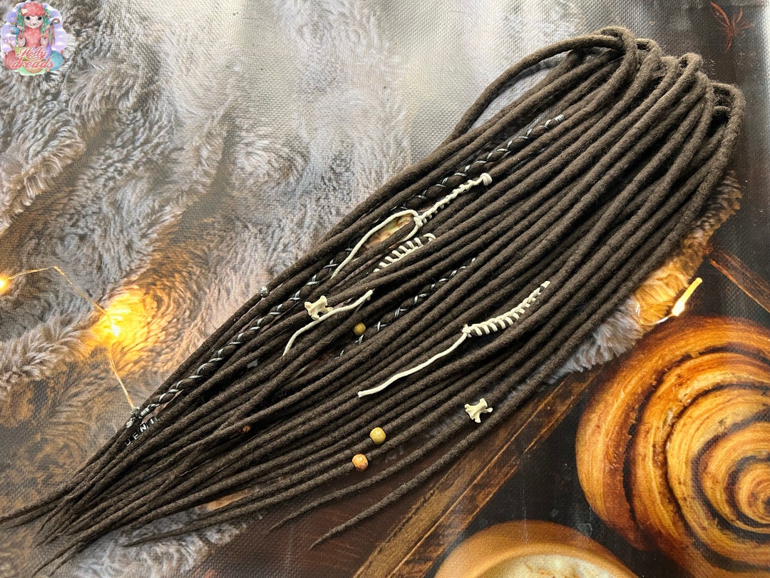 Wool Dreads Solid Brown Chocolate Bandage Thread and Leather Cord ...