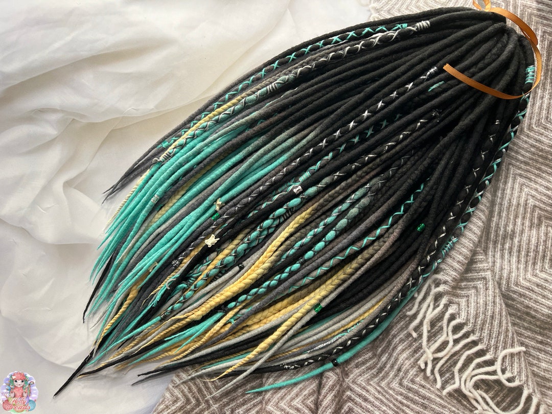 Wool Ombre Dreadlocks + Braids Black on Mint Black on Dark Gray Black ...