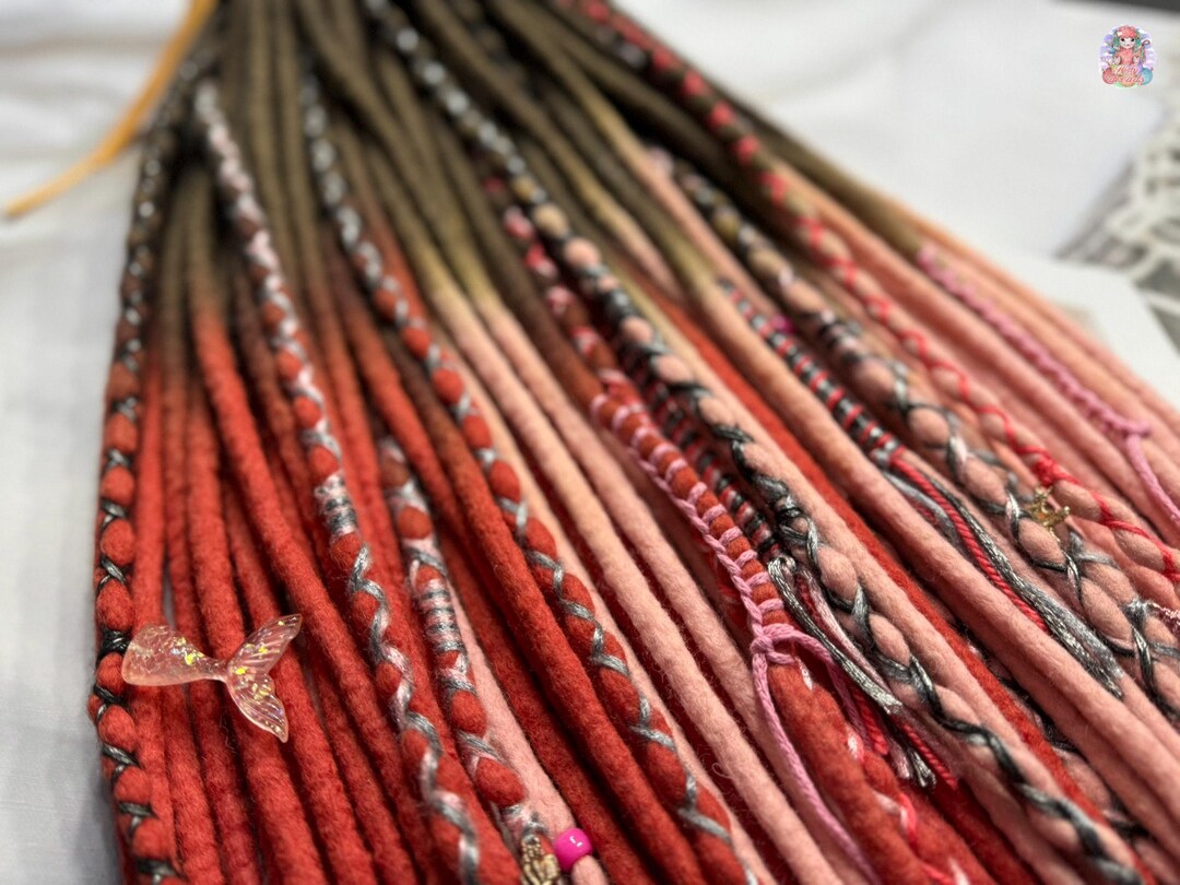 Wool Dreadlocks Ombre Mouse, Brown Gray, Blush, Strawberry, Rosewood ...