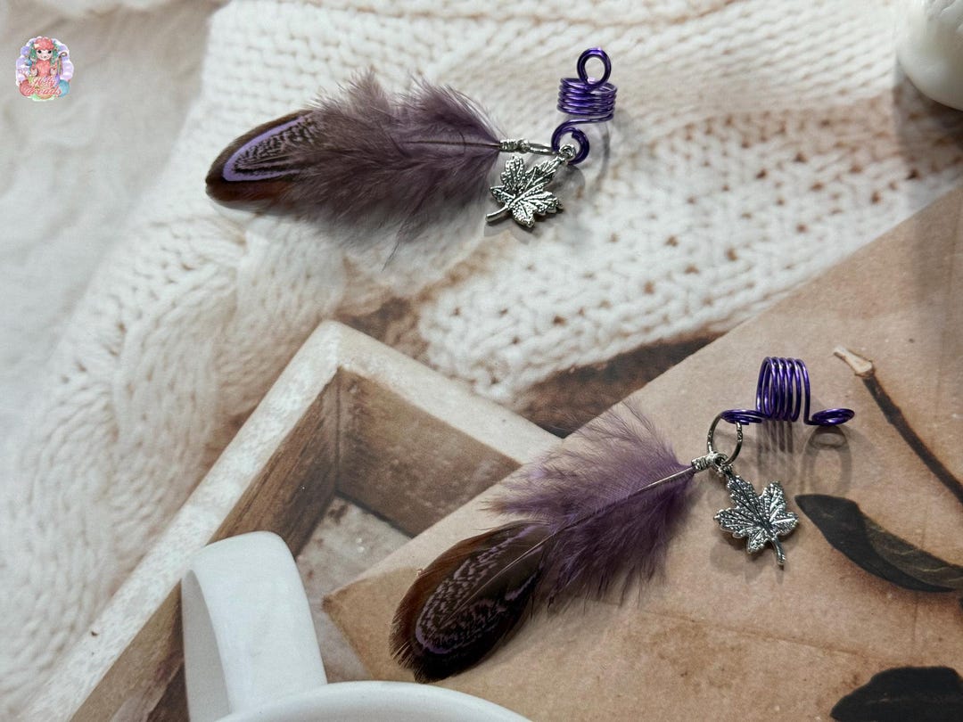 Beads for Dreadlocks, Braid Feather Purple Brown Metal Maple Leaf ...