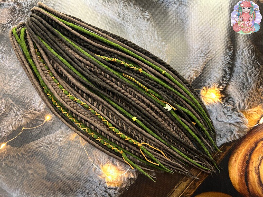 Wool Double Ended Single Ended Dreadlocks Braids Senegal Green Khaki ...
