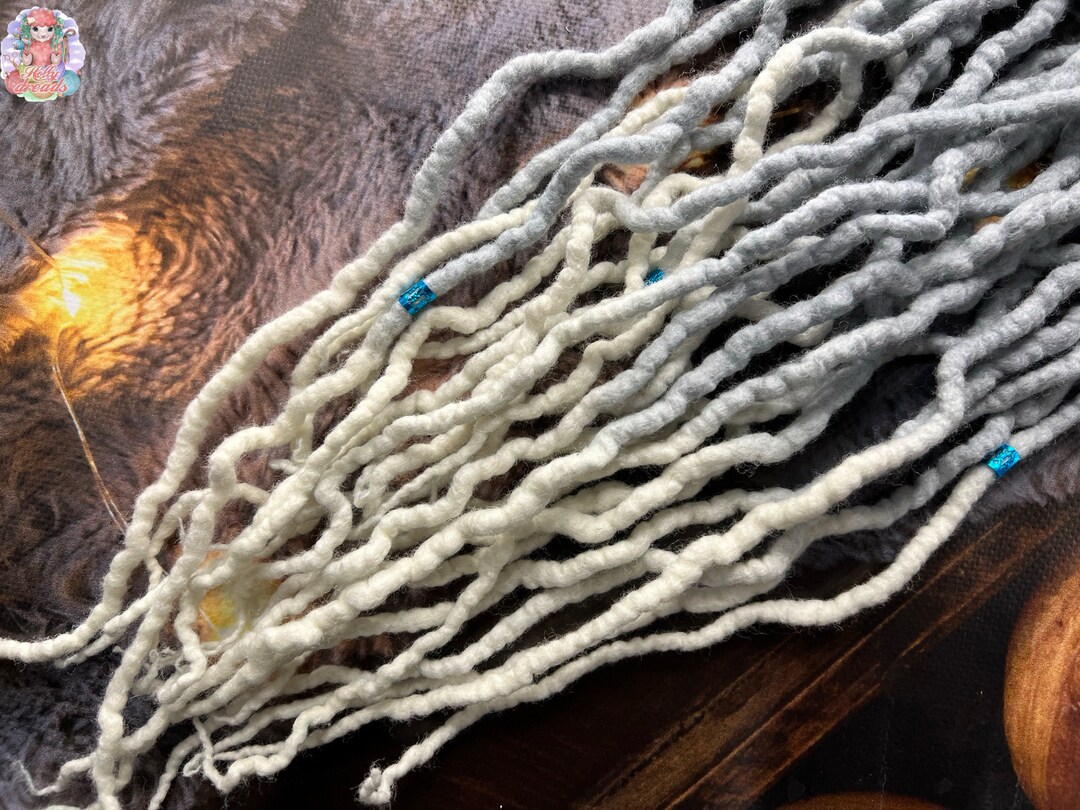 Dreadlocks Wool Double Ended Single Ended Ombre Platinum Light Gray on ...