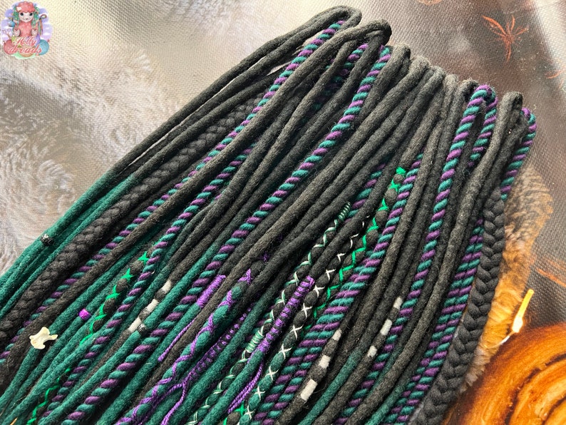 Wool Dreadlocks Braids Black-dark Emerald Green Ombre Black - Etsy
