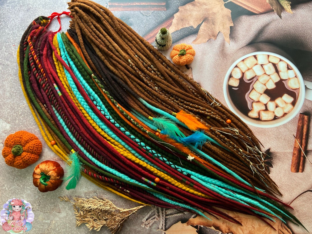 Wool Double Ended Single Ended Dreadlocks Ombre Red Khaki Burgundy ...