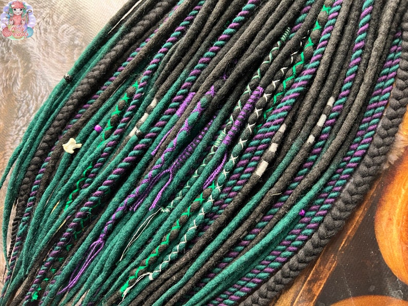 Wool Dreadlocks Braids Black-dark Emerald Green Ombre Black - Etsy
