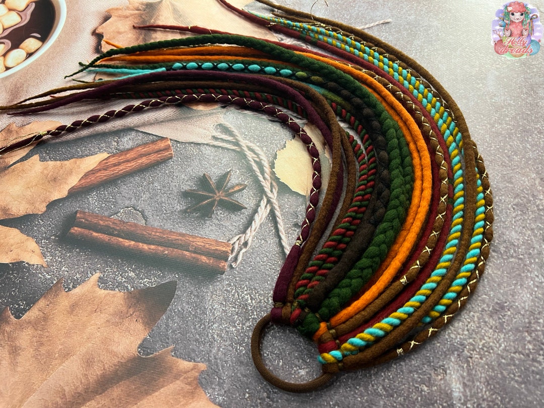 Elastic Band With Wool Dreadlocks Brown, Burgundy, Mint Dreads ...