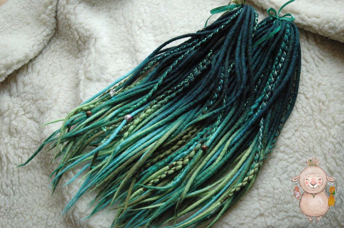 Green Wool Double Ended Single Ended Dreads Light Green Salad - Etsy