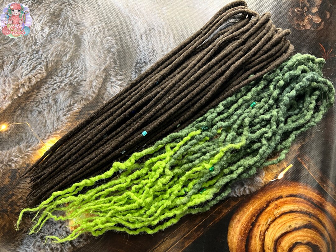 Dreadlocks Wool Double Ended Straight Brown Solid Color and Curly Ombre ...