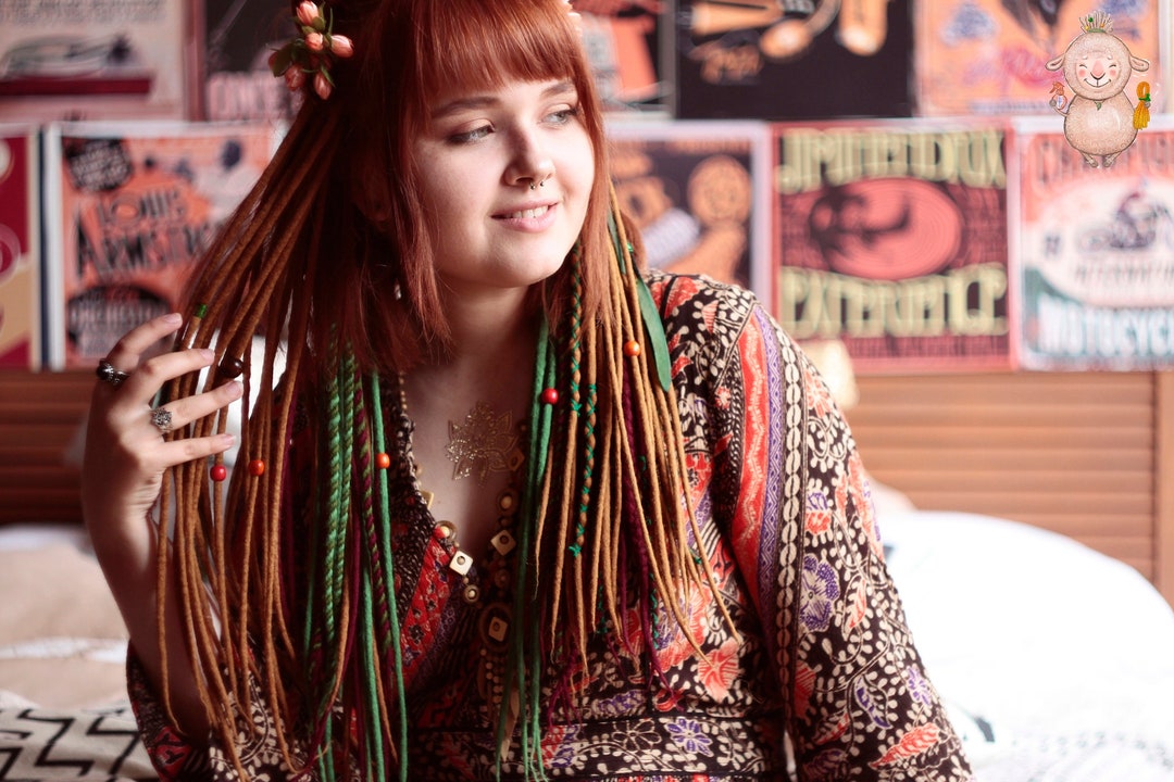 Boho Dreads Wool Double Ended Single Ended Dreads Light Brown Green ...