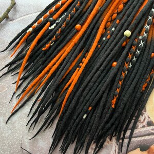 Wool Double Ended Single Ended Dreadlocks Fox Ombre Orange on Black ...