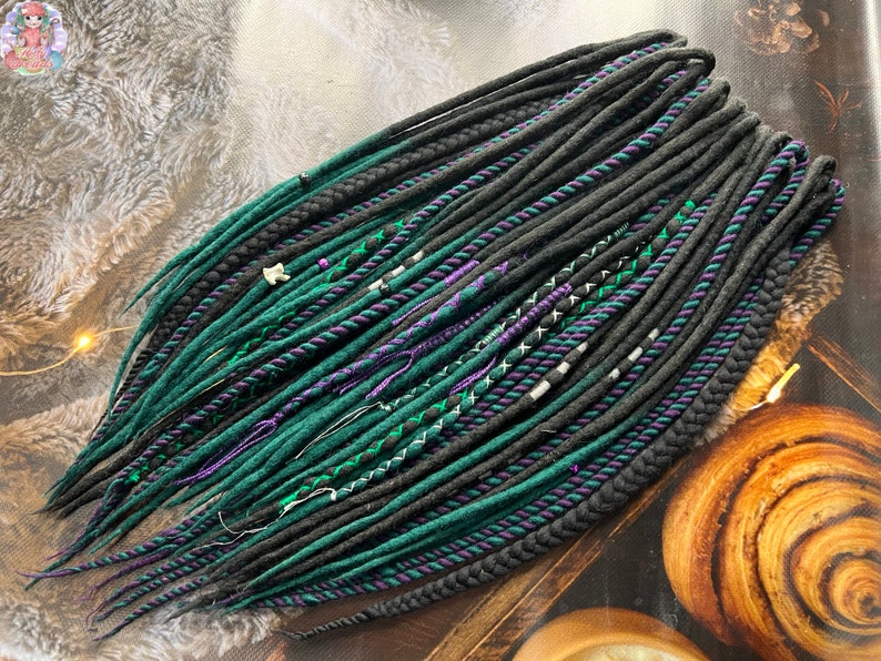 Wool Dreadlocks Braids Black-dark Emerald Green Ombre Black - Etsy
