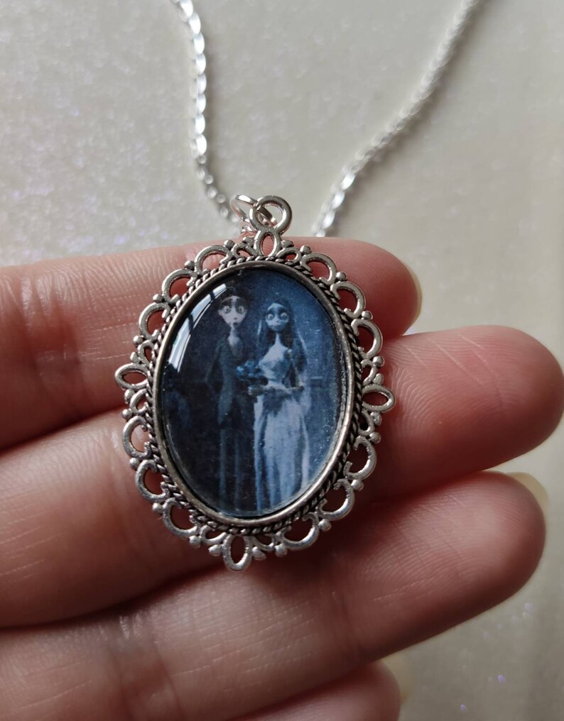 Tim Burton Corpse Bride Halloween Cameo Charm Silver Necklace - Etsy