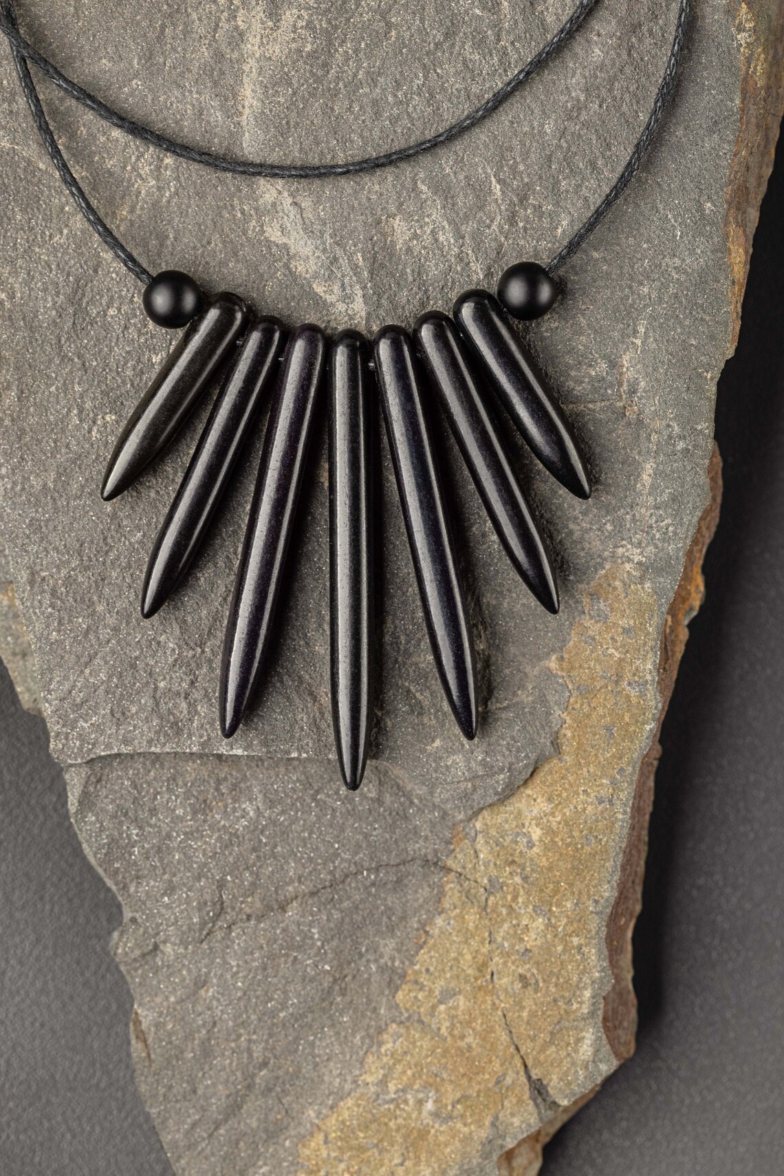 Black howlite necklace Howlite stone necklace Gothic | Etsy