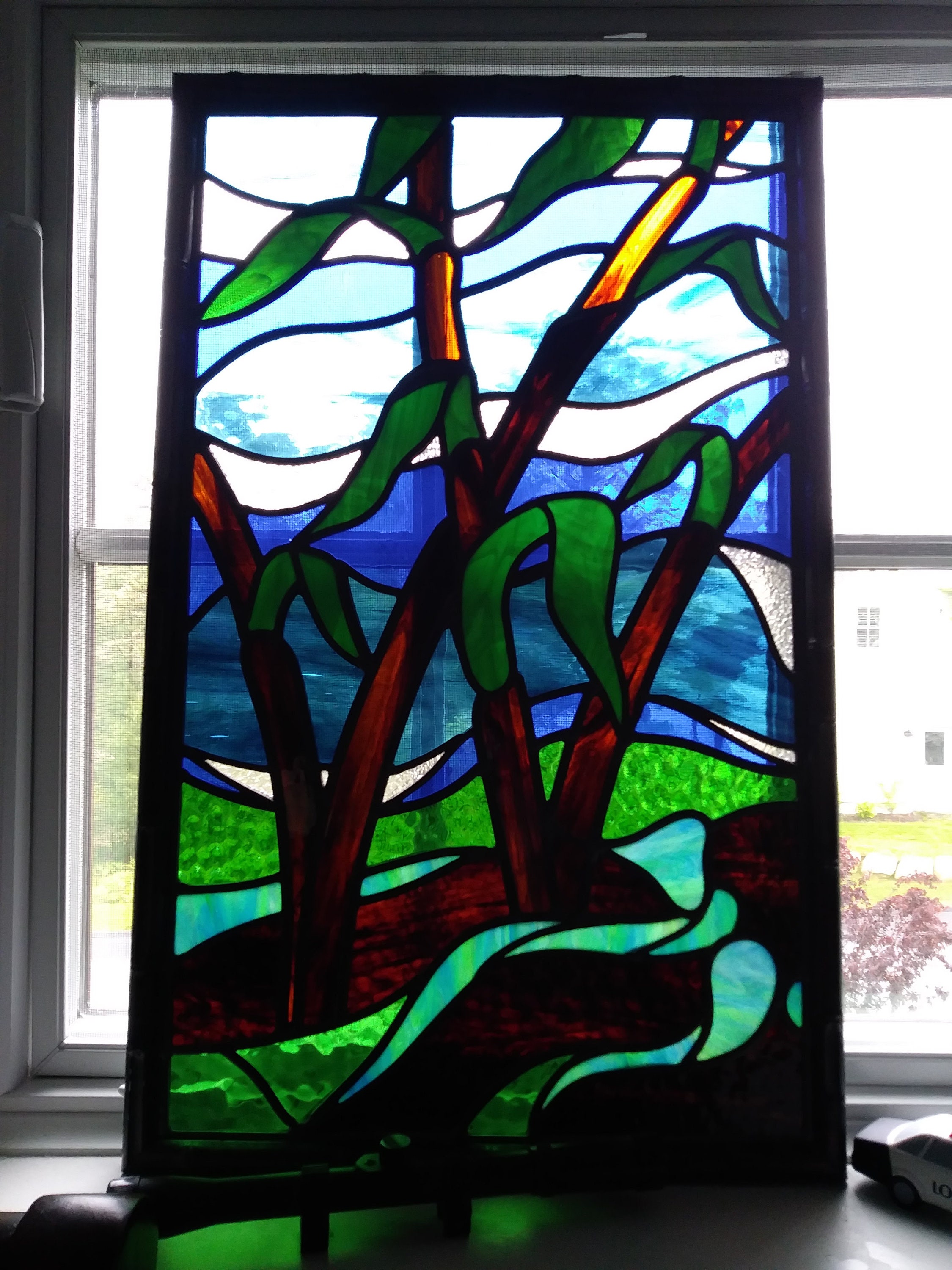 Bamboo Stained Glass Window Panel - Etsy